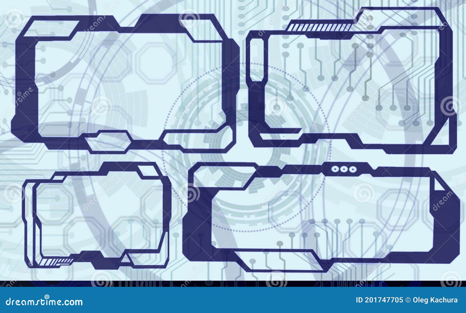 Futuristic Interface Technology Abstract Background. Four Elements of ...