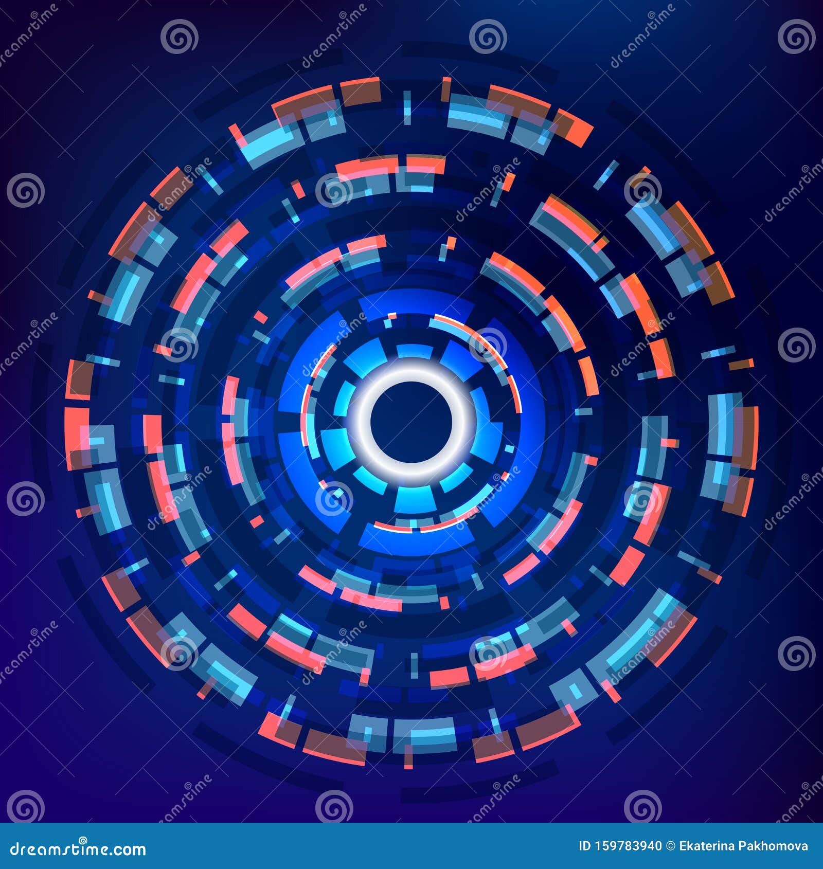 Futuristic Interface, Technology Circle with White Button in the Center ...