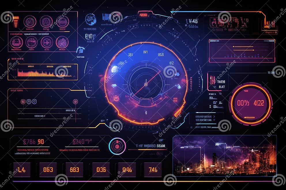 Futuristic Interface with Vibrant Neon Lights for High-Tech ...