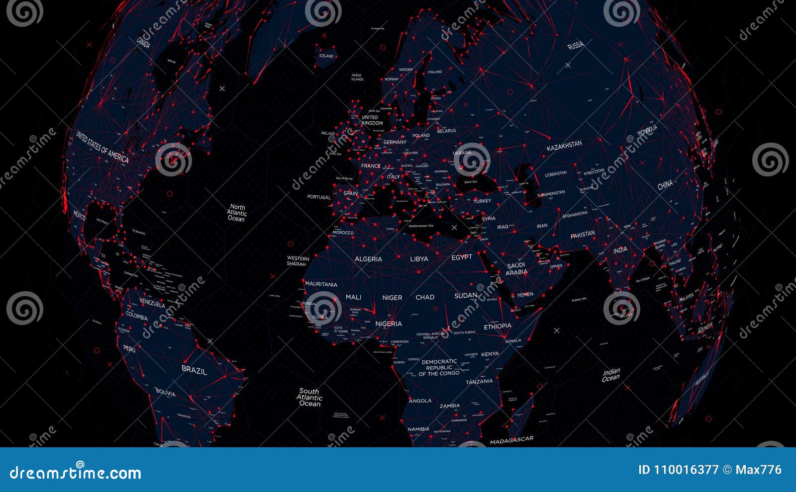 Futuristic Interface World Map with Global Technology and ...