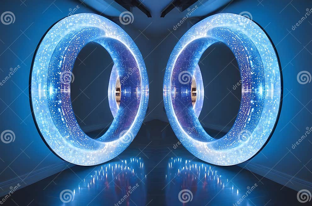 Futuristic Interior Abstract Mirror and Light with Symmetrical Square ...