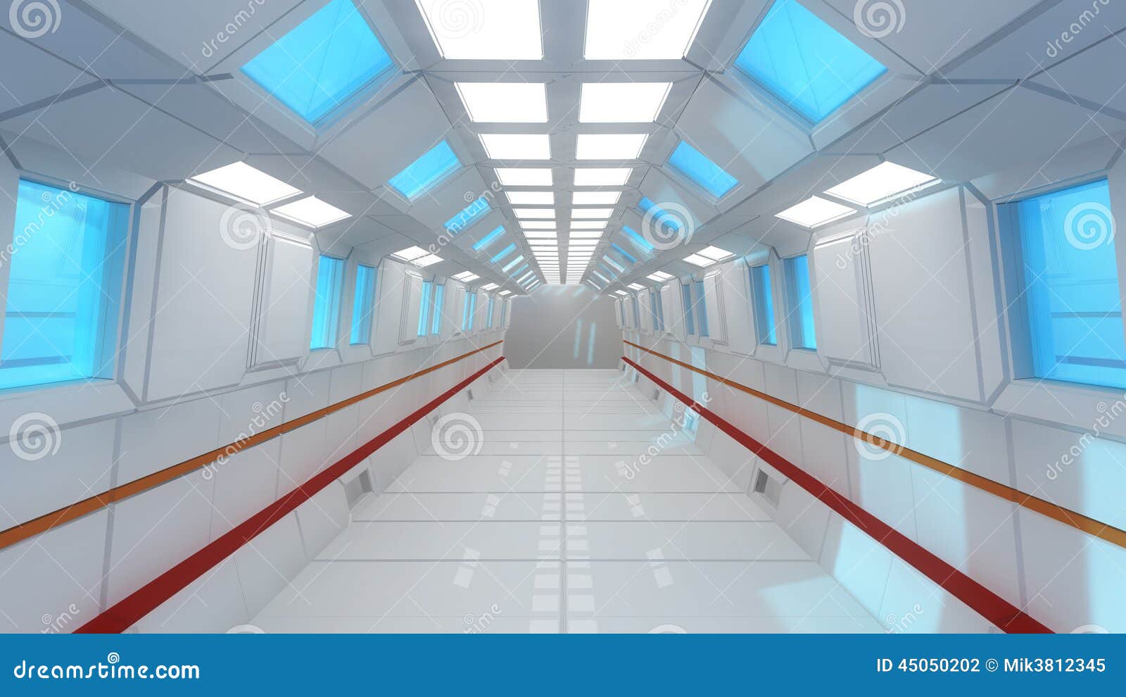 Futuristic Interior Architecture Stock Illustration - Illustration of ...