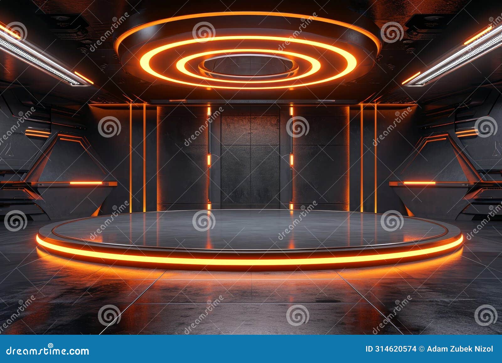 Futuristic Interior Design of a High-tech Room with Glowing Elements ...