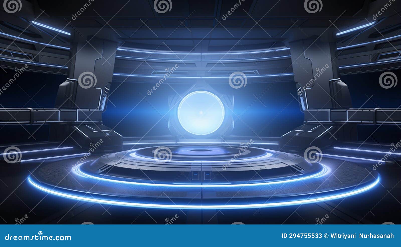 Futuristic Interior with Empty Stage. Modern Future Background ...