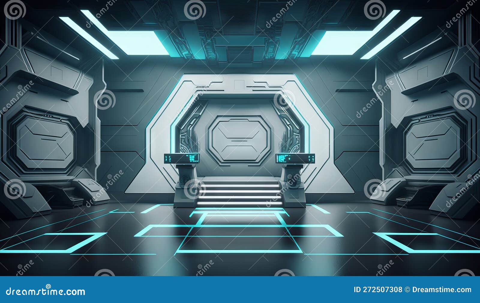 Futuristic Interior with Empty Stage. Modern Future Background ...