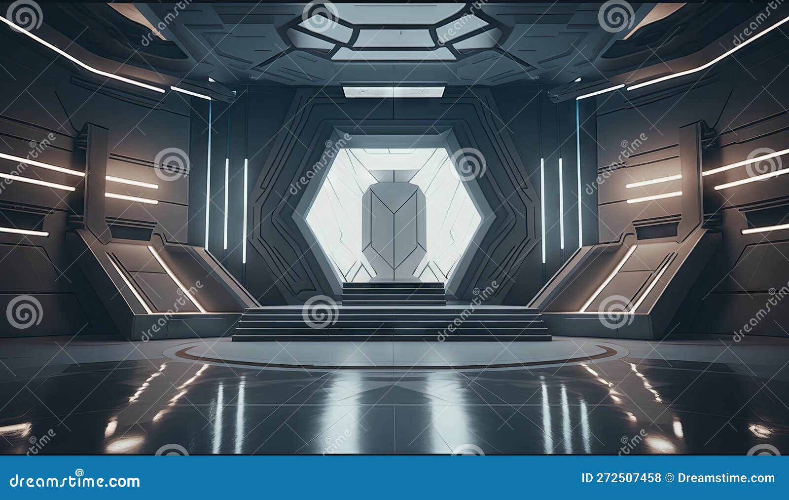 Futuristic Interior with Empty Stage. Modern Future Background ...