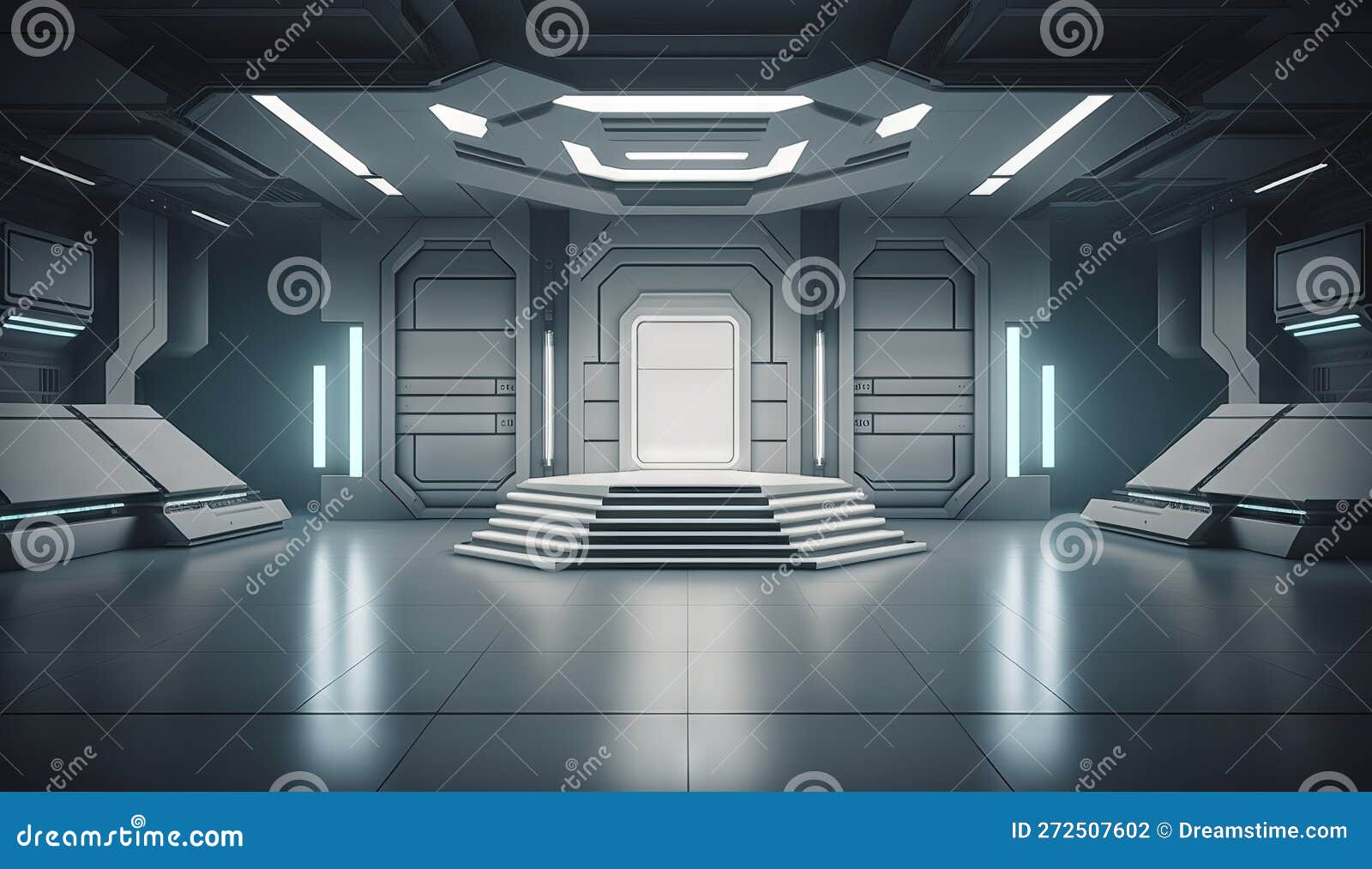 Futuristic Interior with Empty Stage. Modern Future Background ...