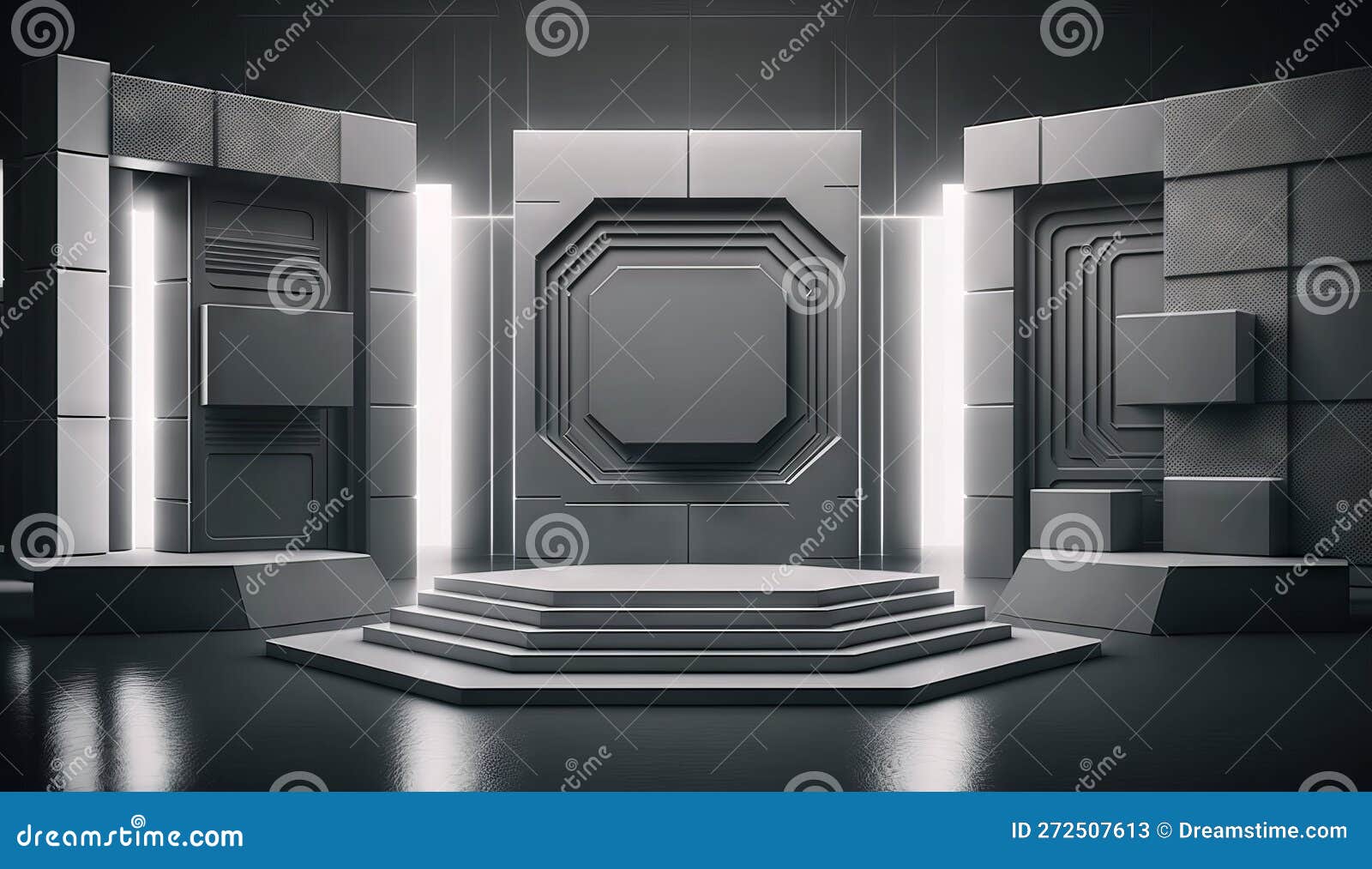 Futuristic Interior with Empty Stage. Modern Future Background ...