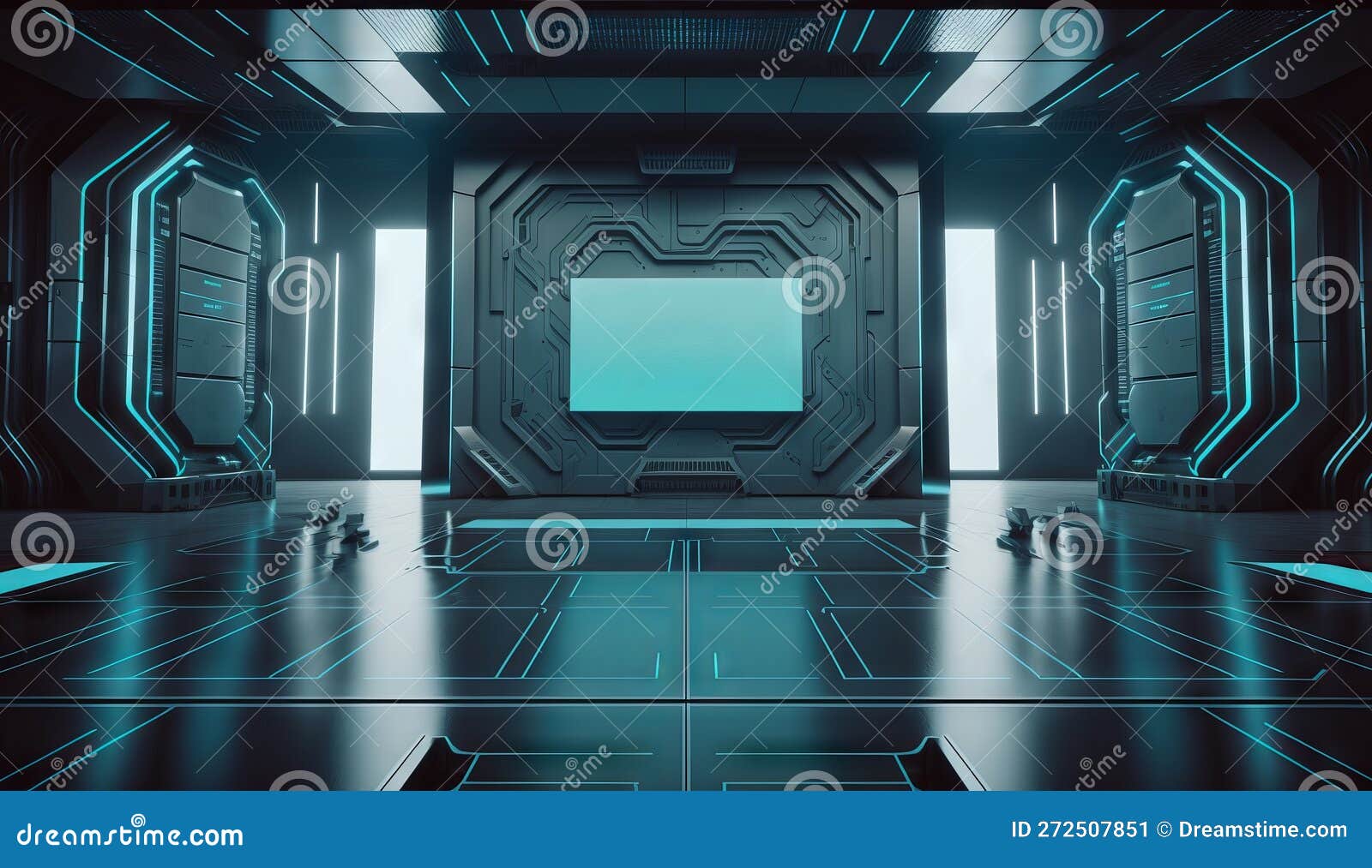 Futuristic Interior with Empty Stage. Modern Future Background ...