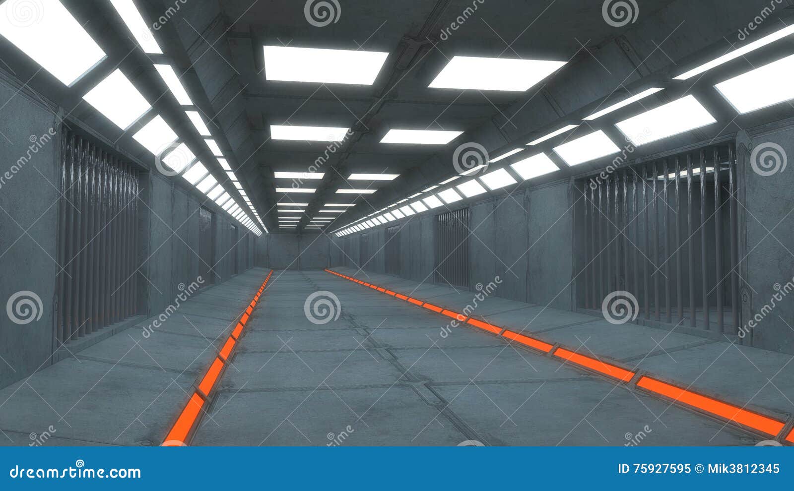 Futuristic interior jail stock illustration. Illustration of justice ...