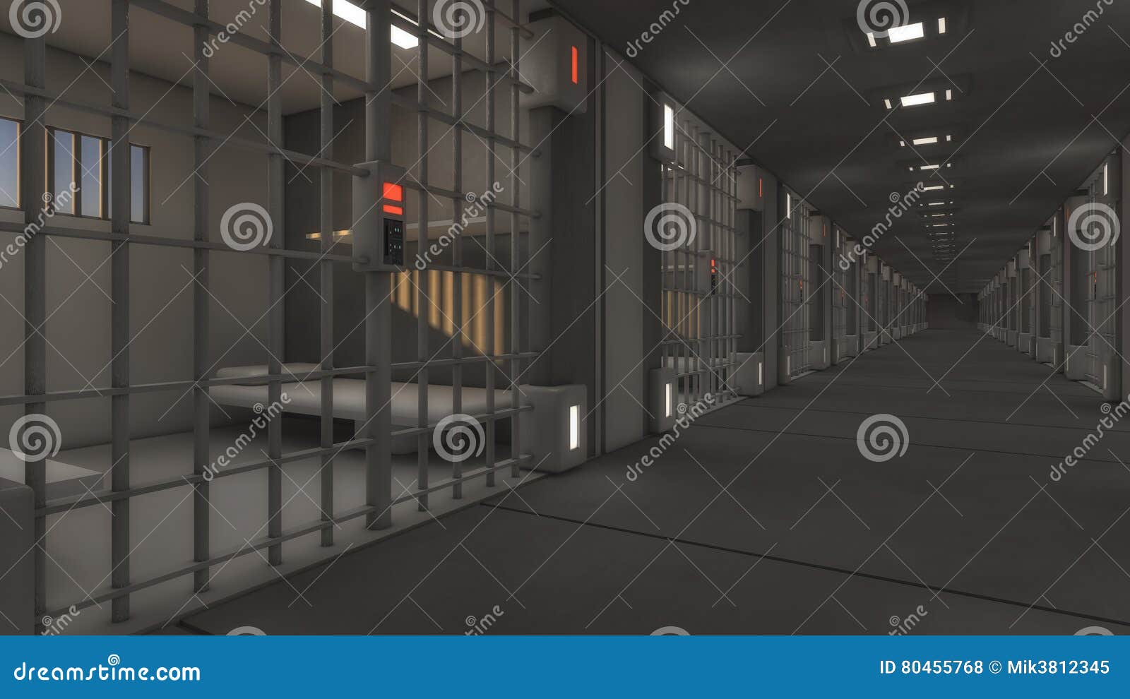 Futuristic interior jail stock illustration. Illustration of spaceship ...