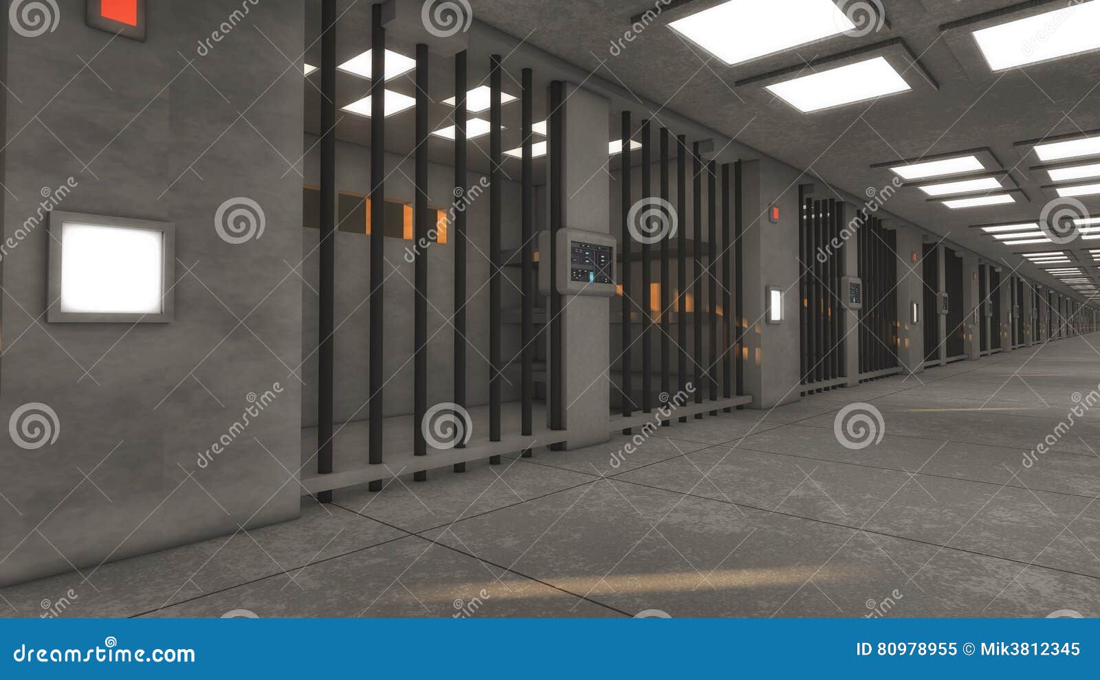 Futuristic interior jail stock image. Image of iron, interior - 80978955