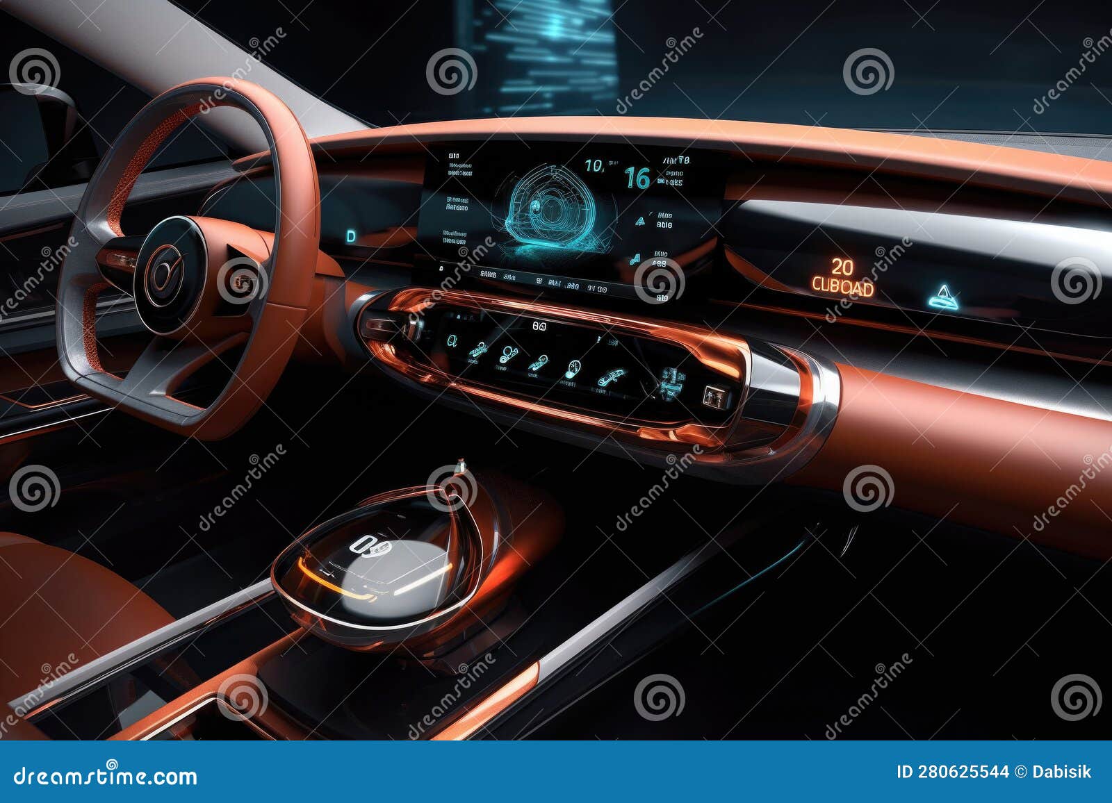 Futuristic Interior of Luxury Car. Technology Car Dashboard. Generative ...