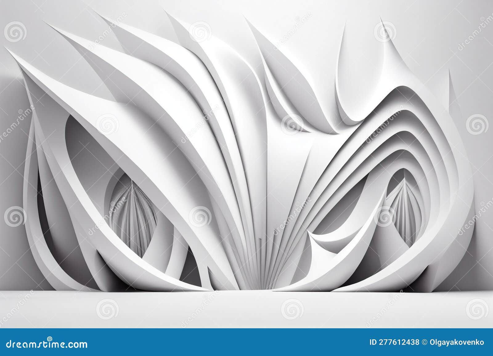 Futuristic Interior, Smooth Shapes Ceramic Wall, White Background, Ai ...