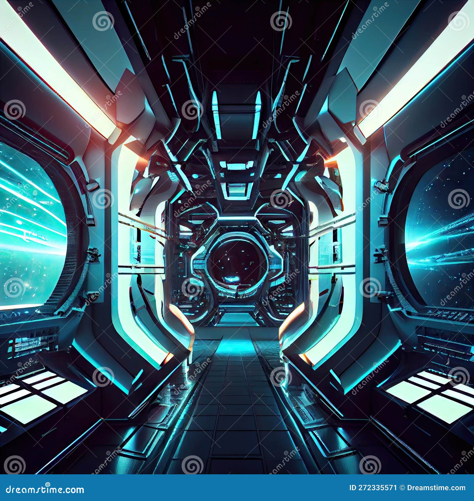 Futuristic Interior of Space Future with Glowing and Illuminated Walls ...