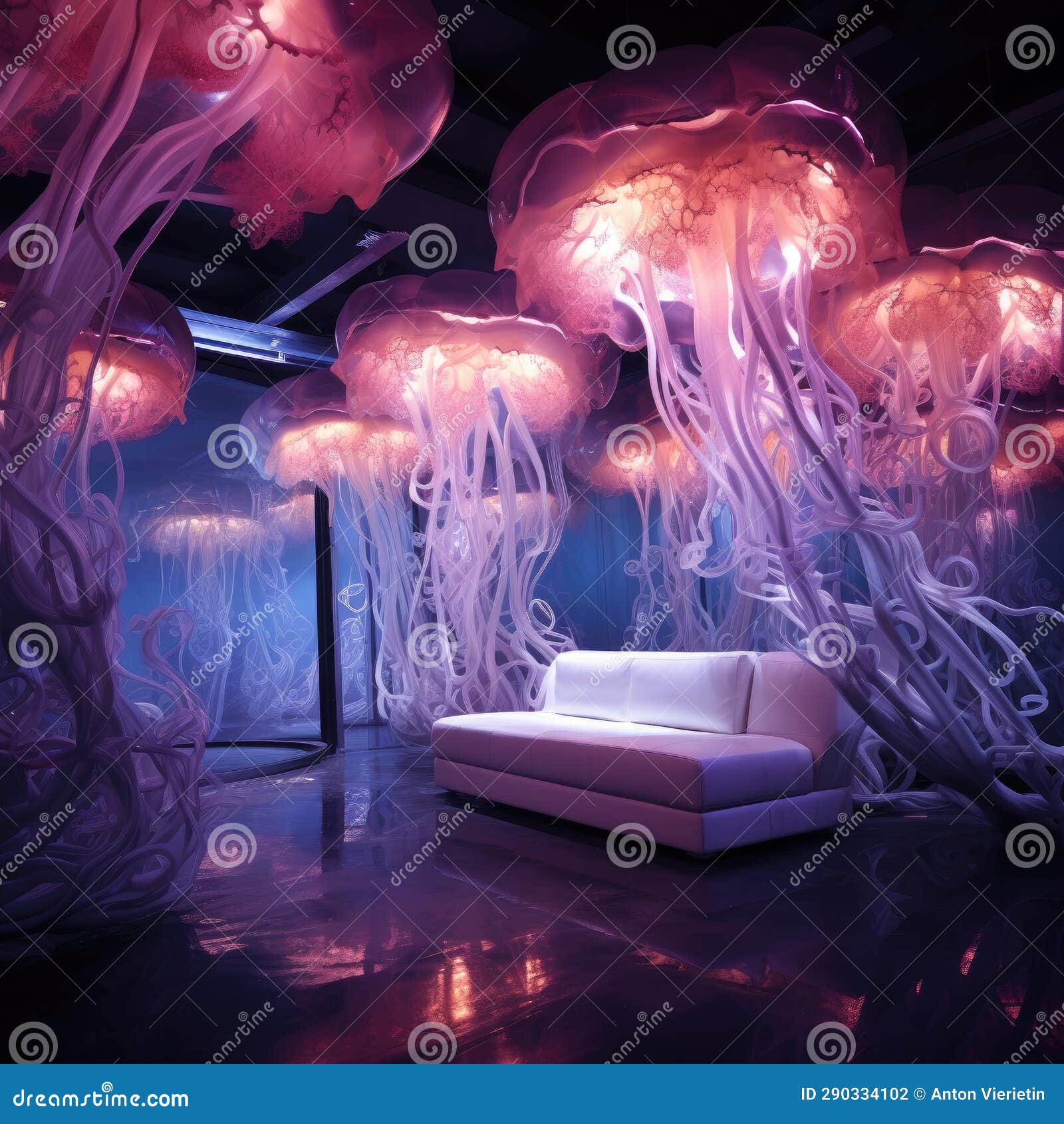 Futuristic Interior Underwater Design of Bedroom in Future. AI ...