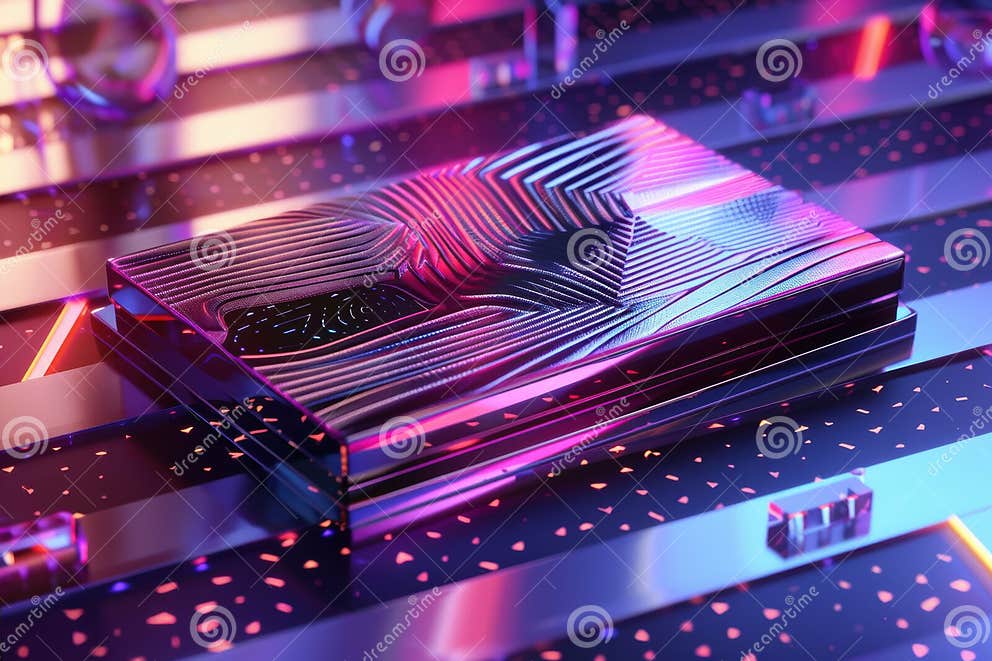 Futuristic Invitation Card Design with Holographic Elements for High ...