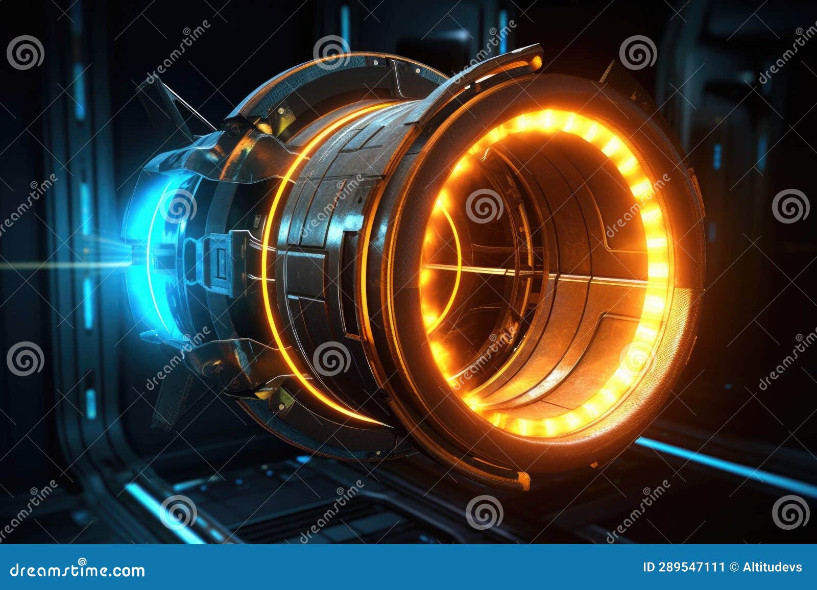 Futuristic Ion Thruster Engine Glowing in Space Stock Image - Image of ...