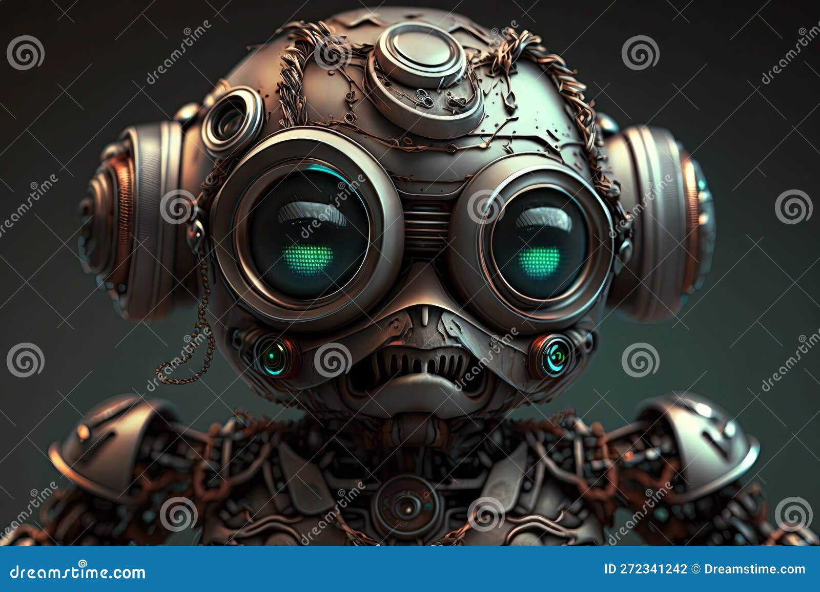 Futuristic Iron Sad Robot with Round Glasses Stock Photo - Image of ...