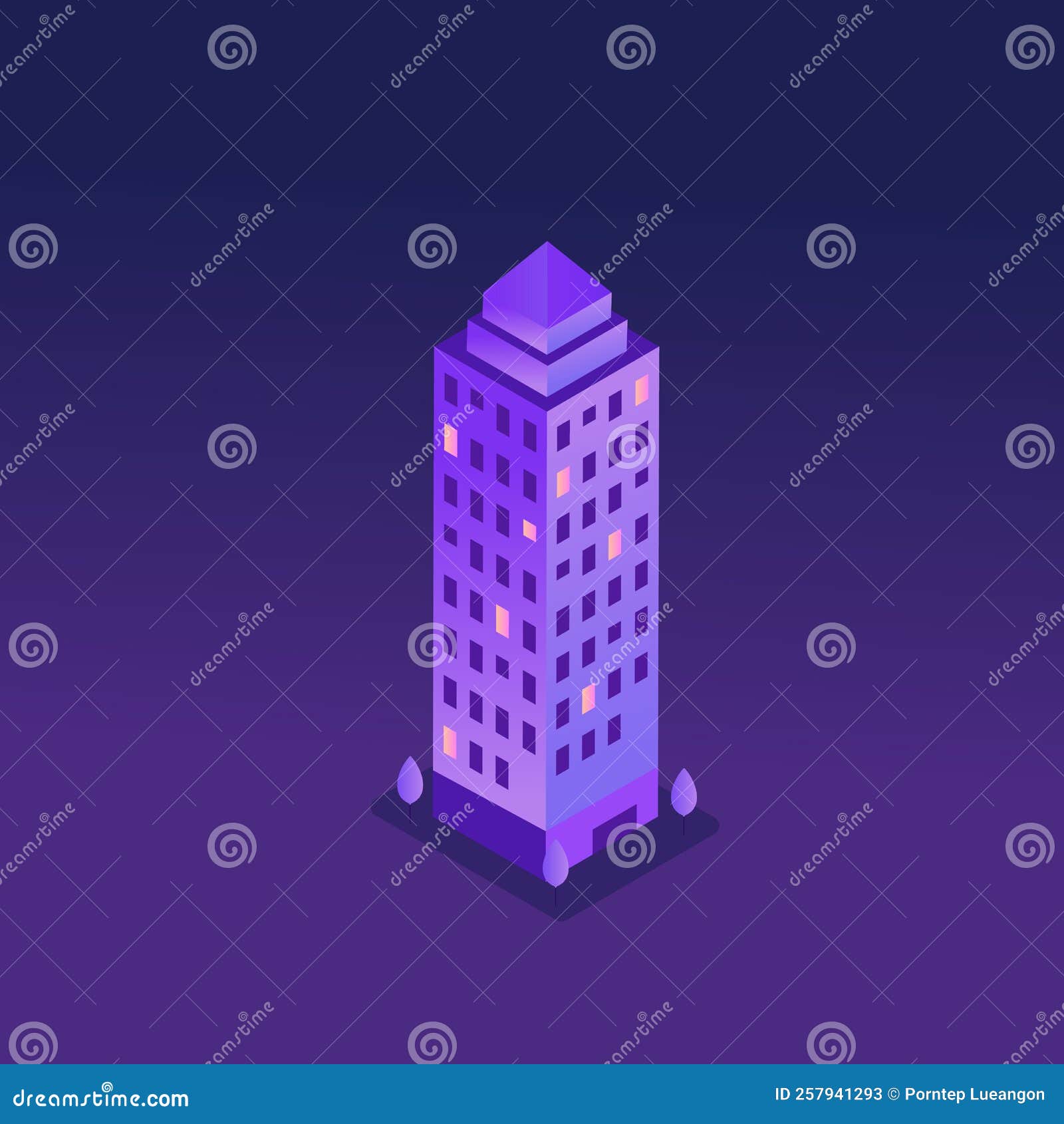 Futuristic Isometric Town.Modern Building with Tree Stock Vector ...