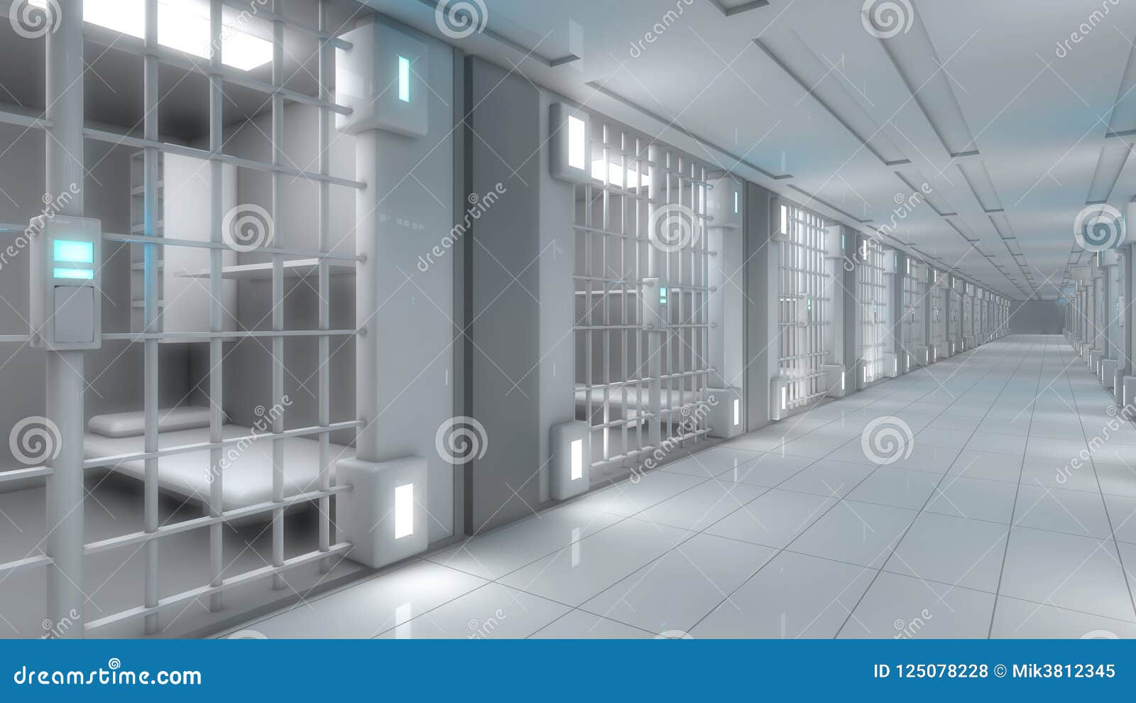 Futuristic jail corridor stock illustration. Illustration of detention ...
