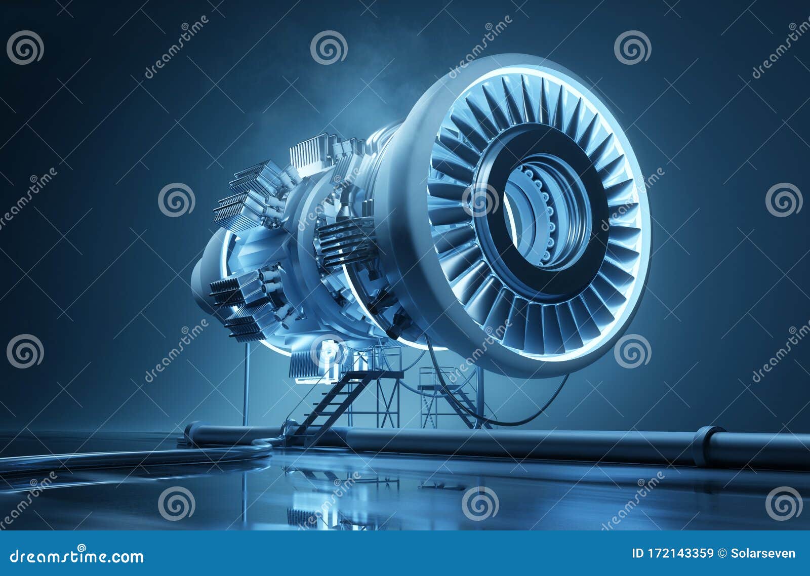 Futuristic Jet Engine Construction and Engineering Stock Illustration ...