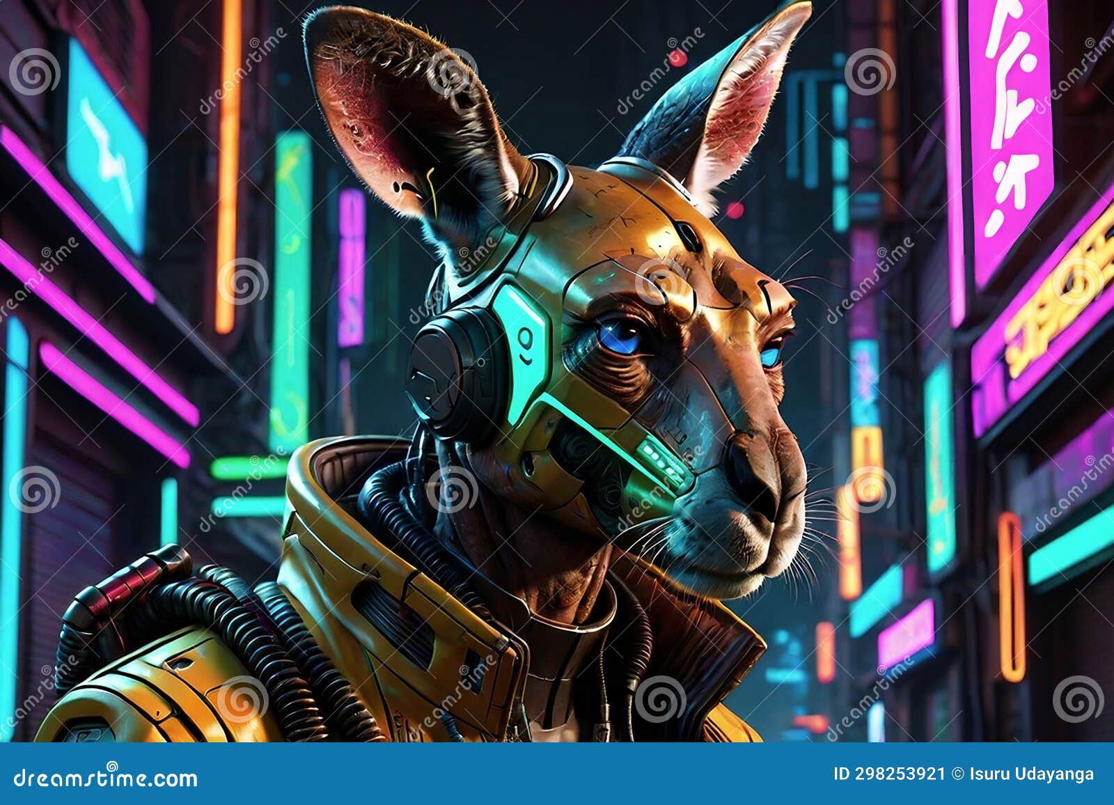 Cyberpunk Kangaroo With Futuristic Armor And Cyber Enhancements Stock ...