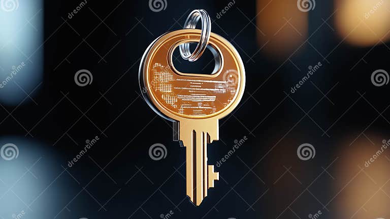 Futuristic Key Floats in Mid-Air, Glowing with Digital Patterns ...