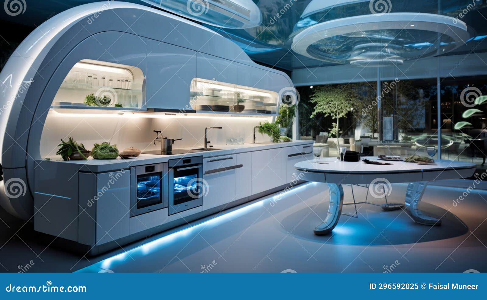 Futuristic Kitchen Design, Generative Ai Stock Illustration ...
