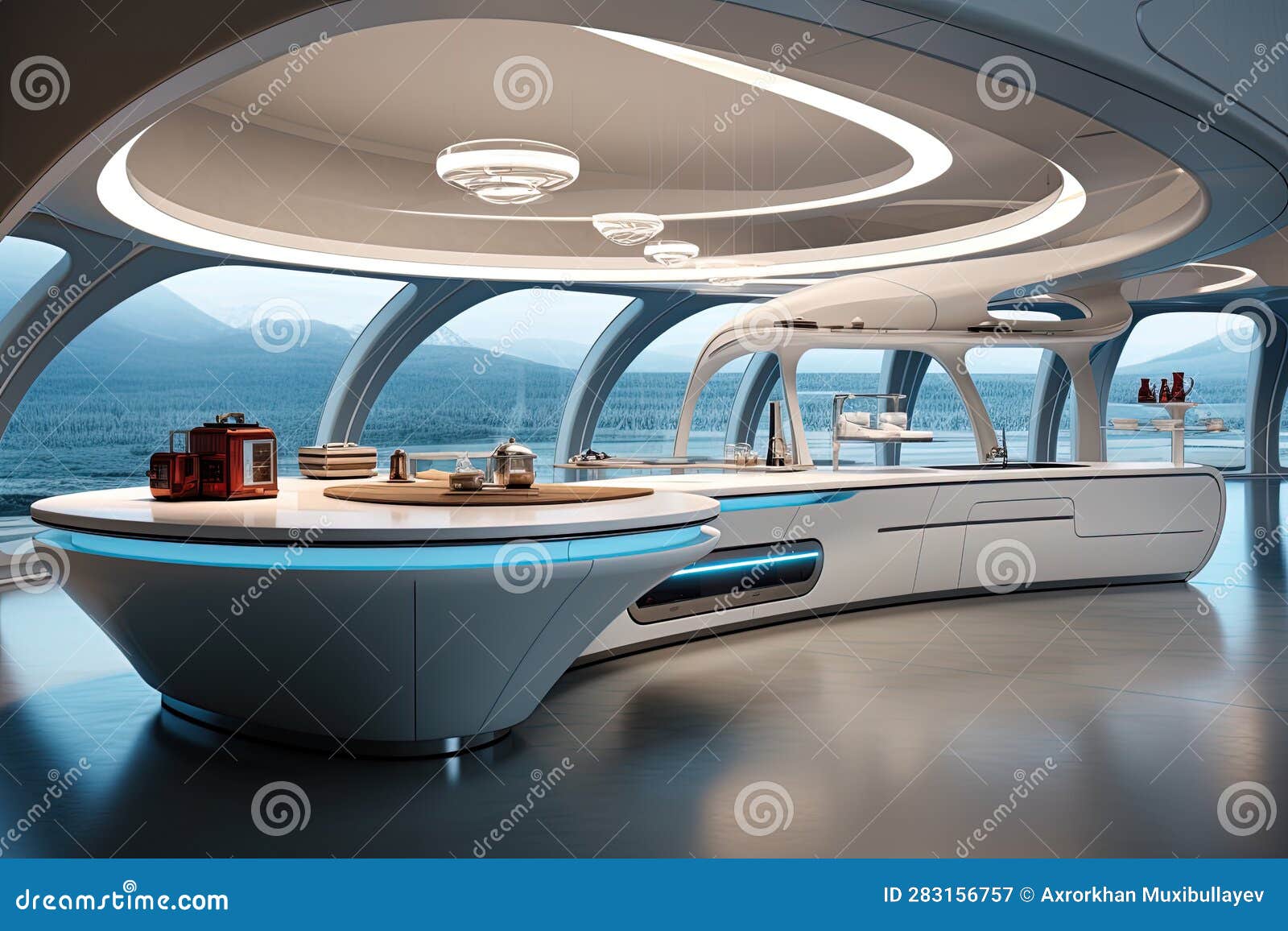 Futuristic Kitchen Interior Generative Ai Stock Illustration ...