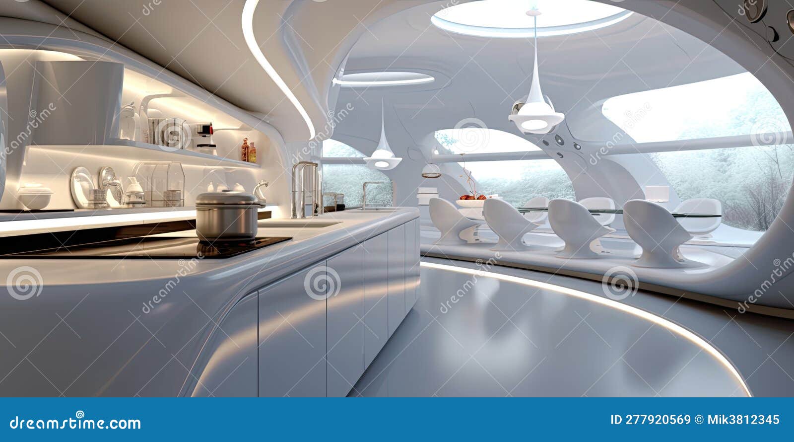 Futuristic Kitchen with Organic Shapes. Stock Illustration ...