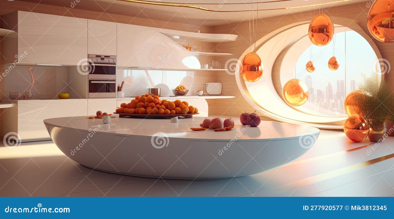 Futuristic Kitchen with Organic Shapes. Stock Illustration ...