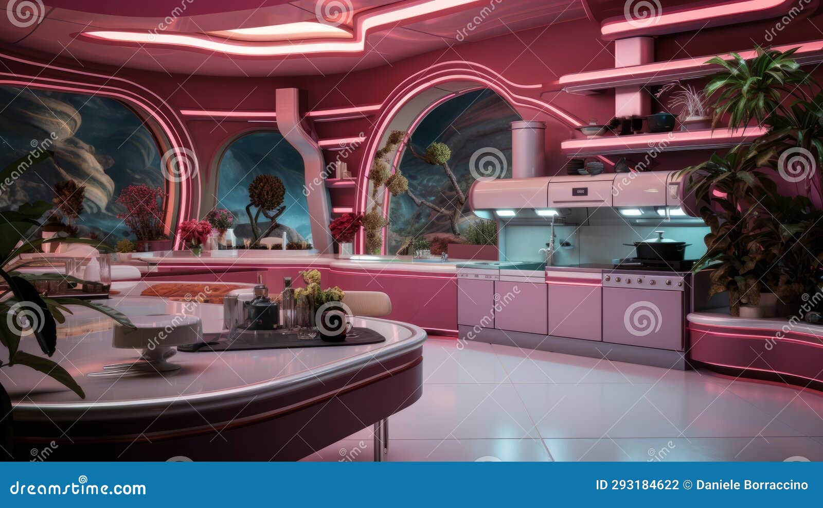 Futuristic Kitchen, Background, Metaverse, Virtual Background ...