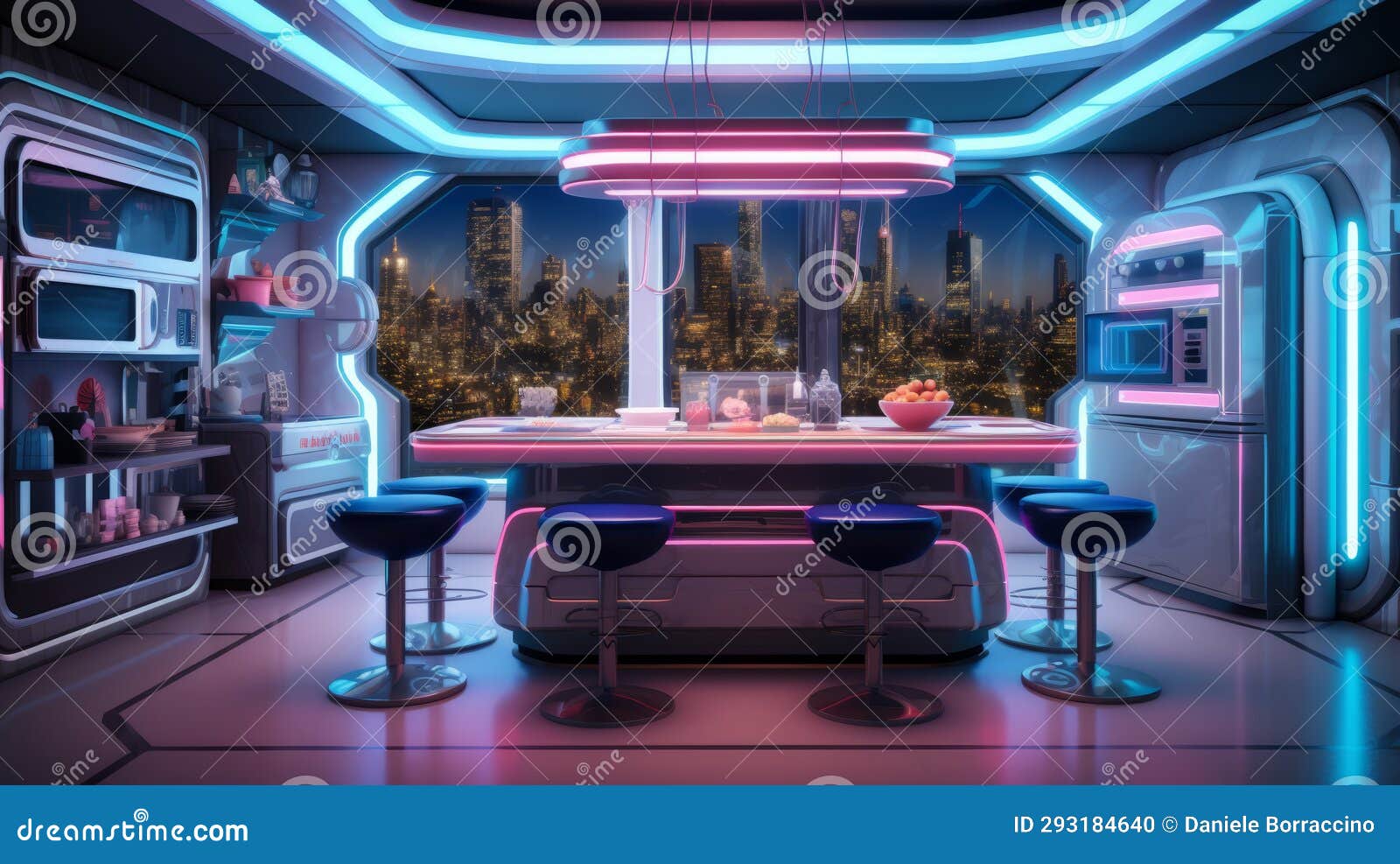 Futuristic Kitchen, Background, Metaverse, Virtual Background ...