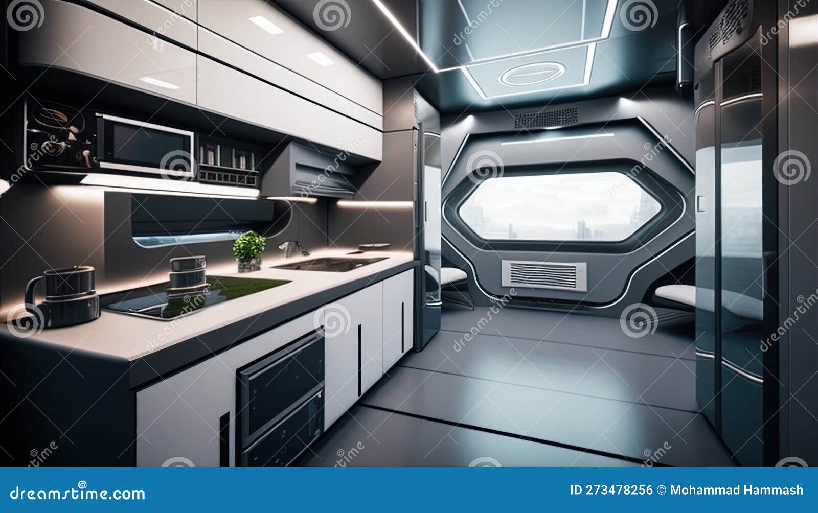 Futuristic Kitchen Design, Generative Ai Royalty-Free Cartoon ...