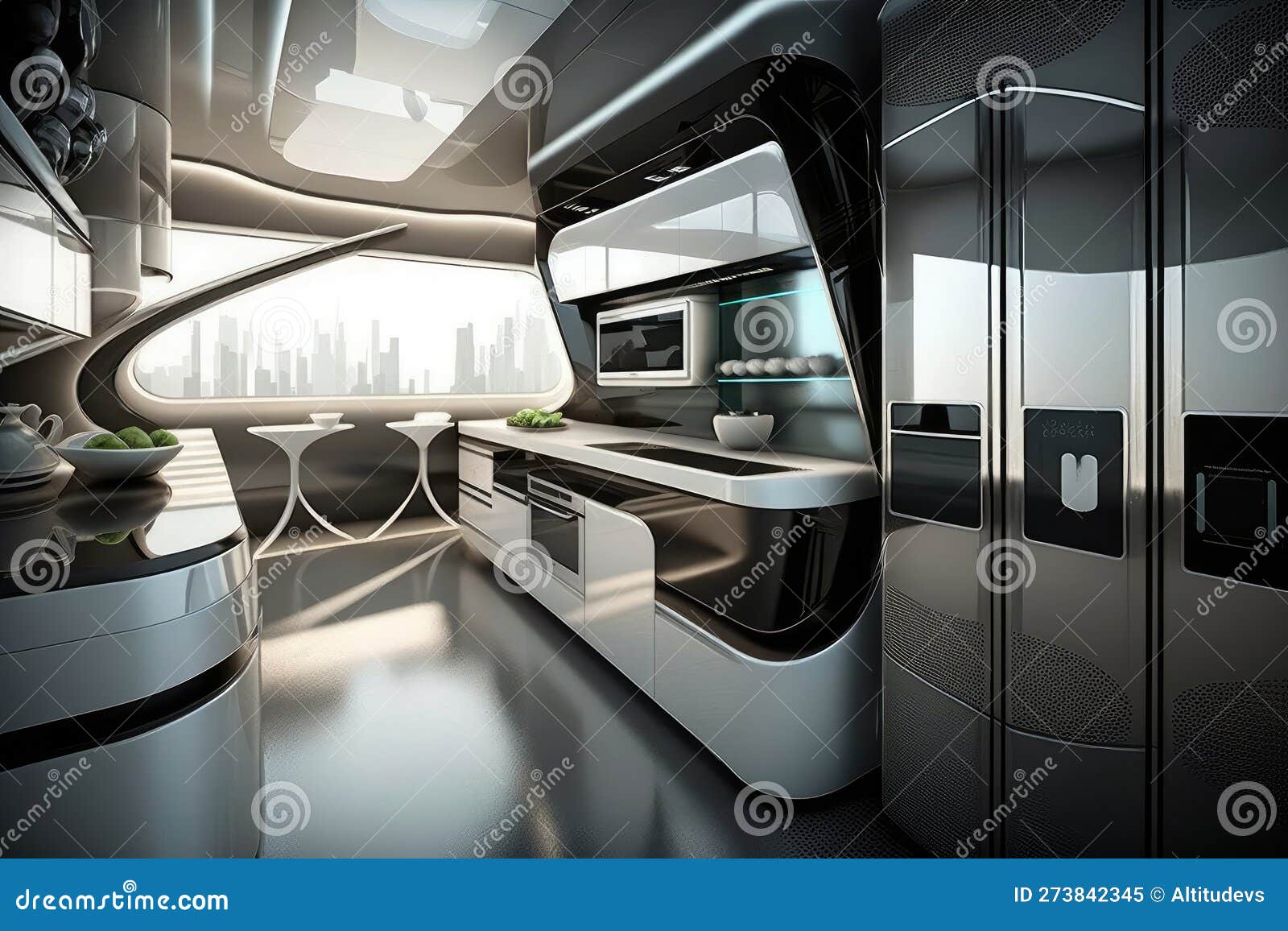 Futuristic Kitchen, with State-of-the-art Appliances and Sleek Design ...