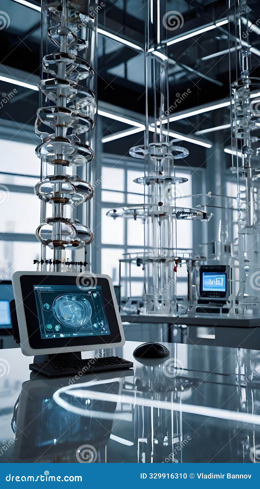 A Futuristic Lab with Advanced Nanotechnology Equipment and a Digital ...