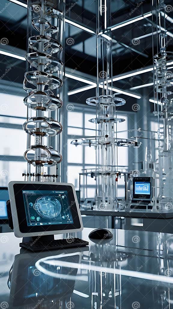 A Futuristic Lab with Advanced Nanotechnology Equipment and a Digital ...