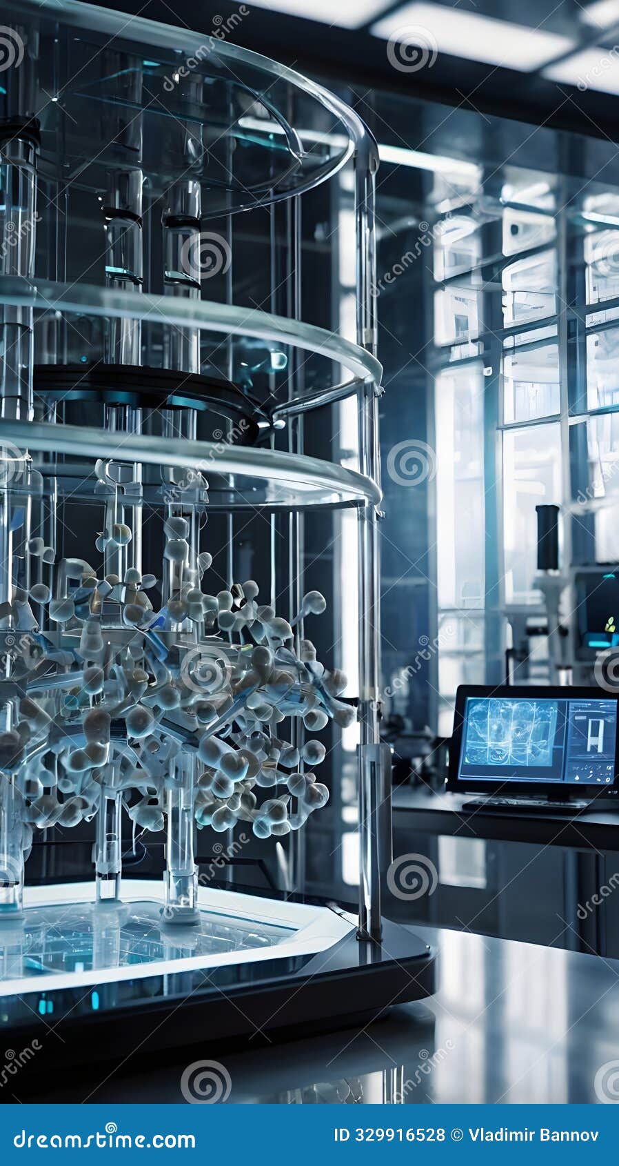 A Futuristic Lab with Advanced Nanotechnology Equipment and a Digital ...