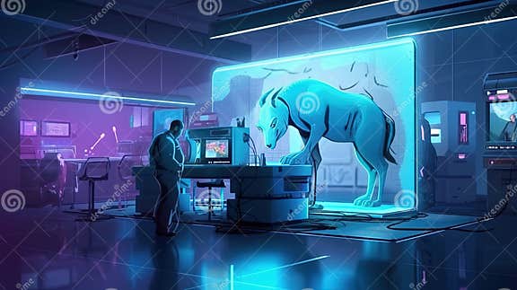 A Futuristic Lab with Genetically-engineered Virtual Animals Stock ...