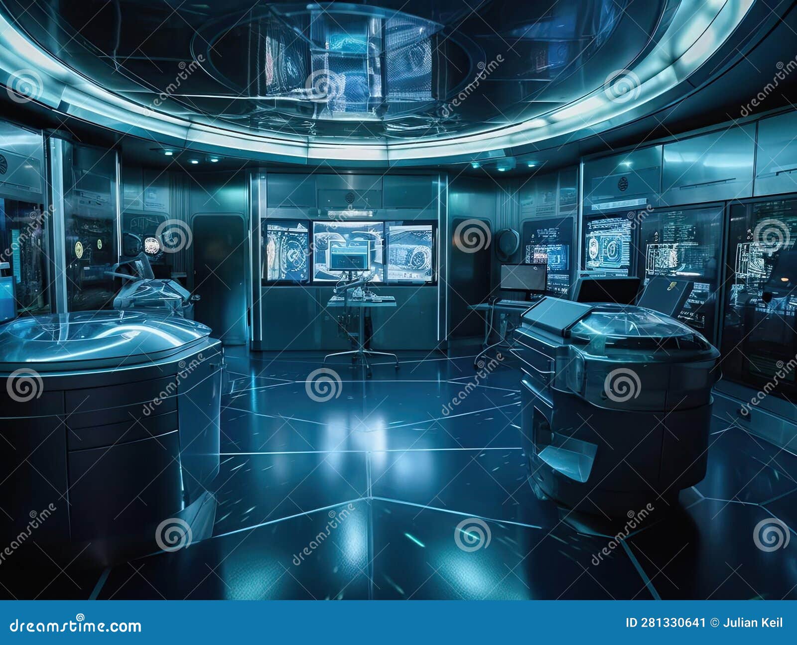 Futuristic Lab with Holographic Interfaces and Tech Equipment Stock ...