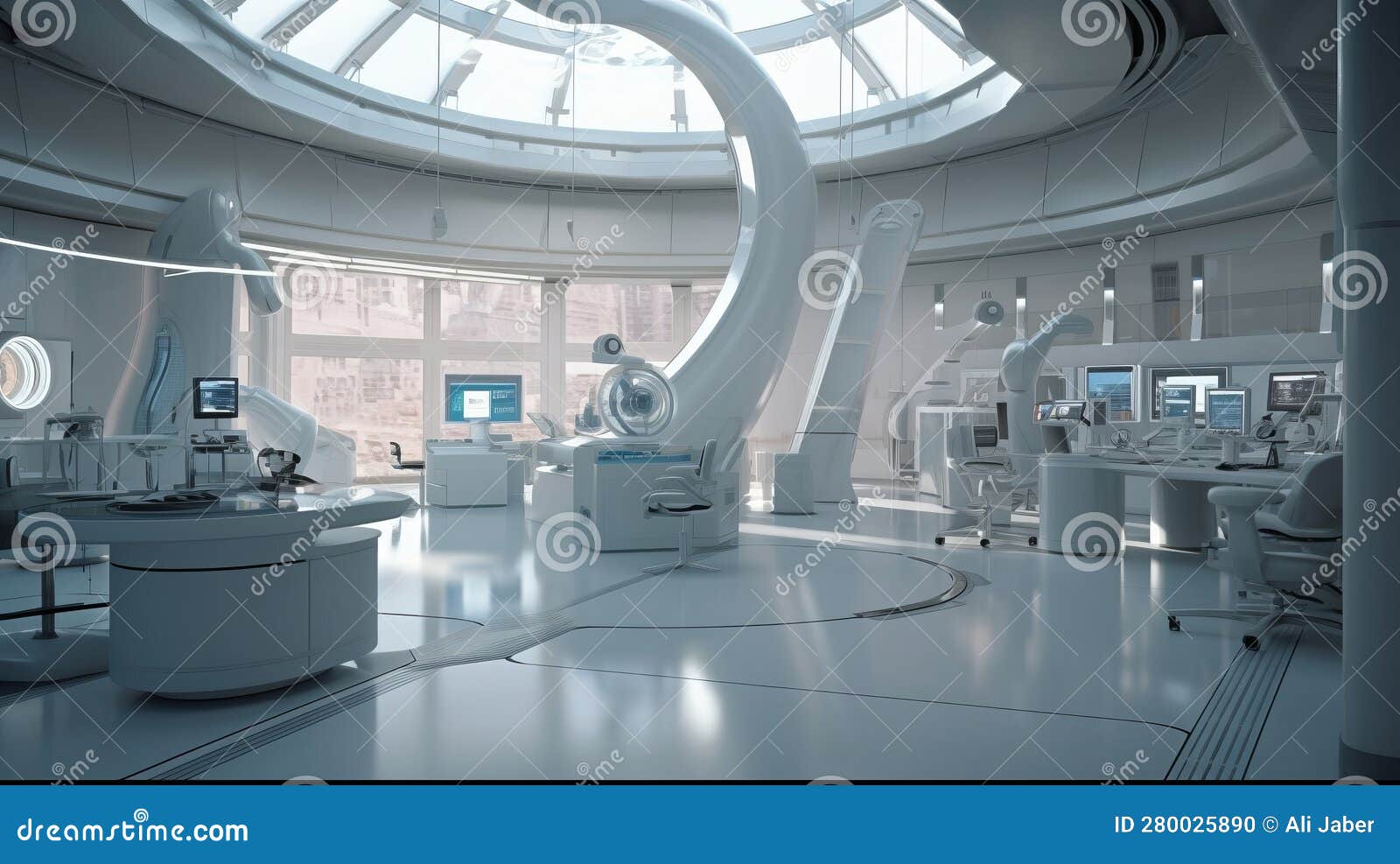 A Futuristic Lab Interior Ai, Ai Generative, Illustration Stock ...