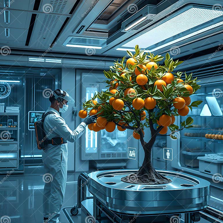 Futuristic Lab: Orange Tree Bioengineering Experiment Stock ...