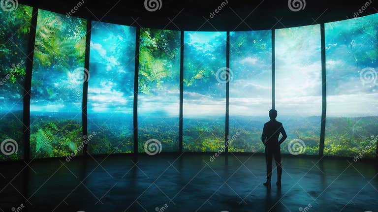 Futuristic Lab Environment Analyzing Rainforest Ecosystems with High-Tech Visual Displays Stock ...