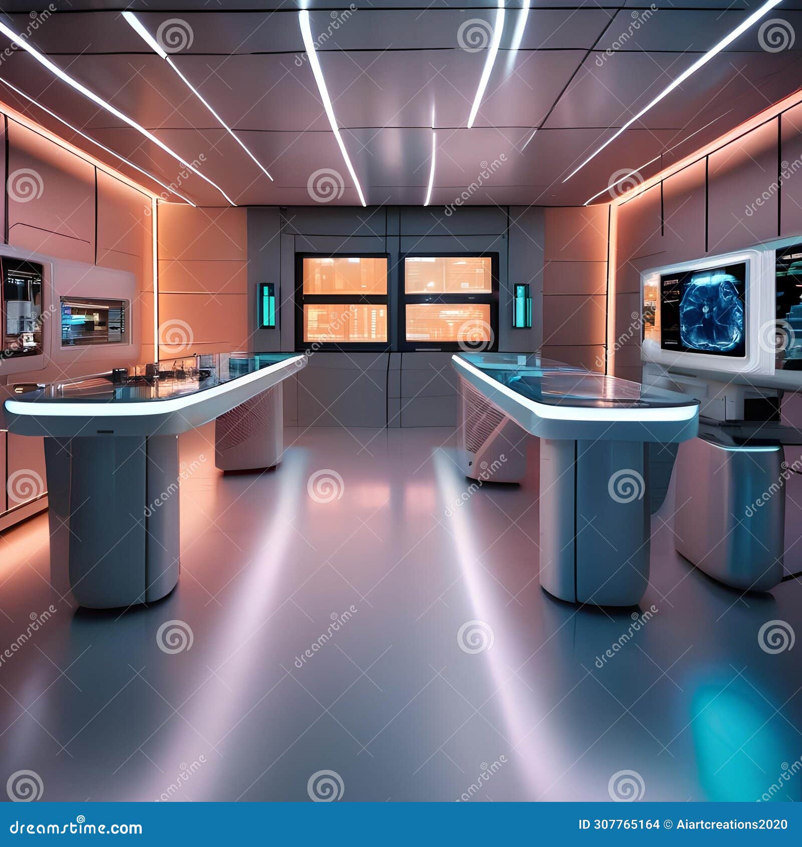 A Futuristic Laboratory with Advanced Technology and Glowing Screens ...