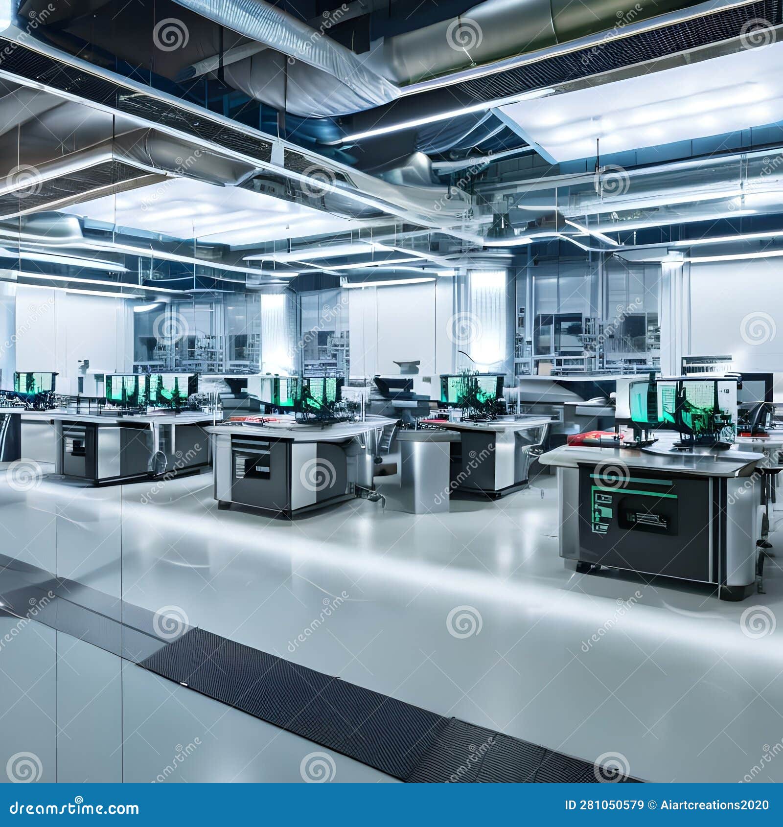 A Futuristic Laboratory Filled With Advanced Technology And Scientists ...