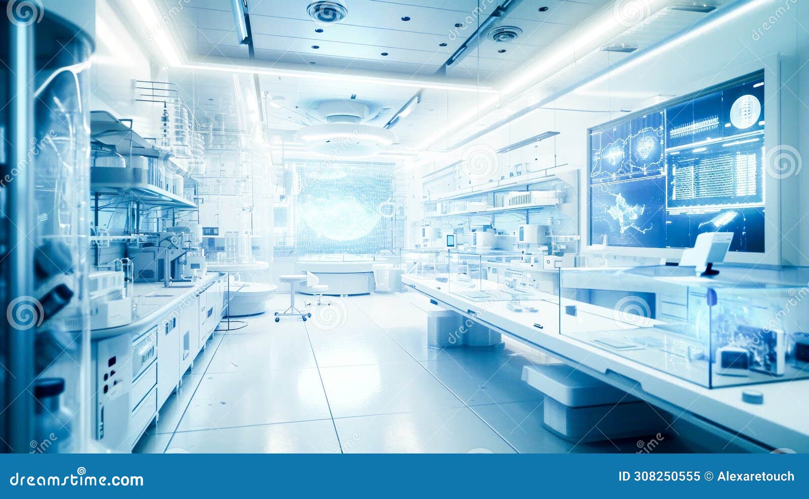 Futuristic Laboratory Interior Stock Image - Image of biotech, white ...