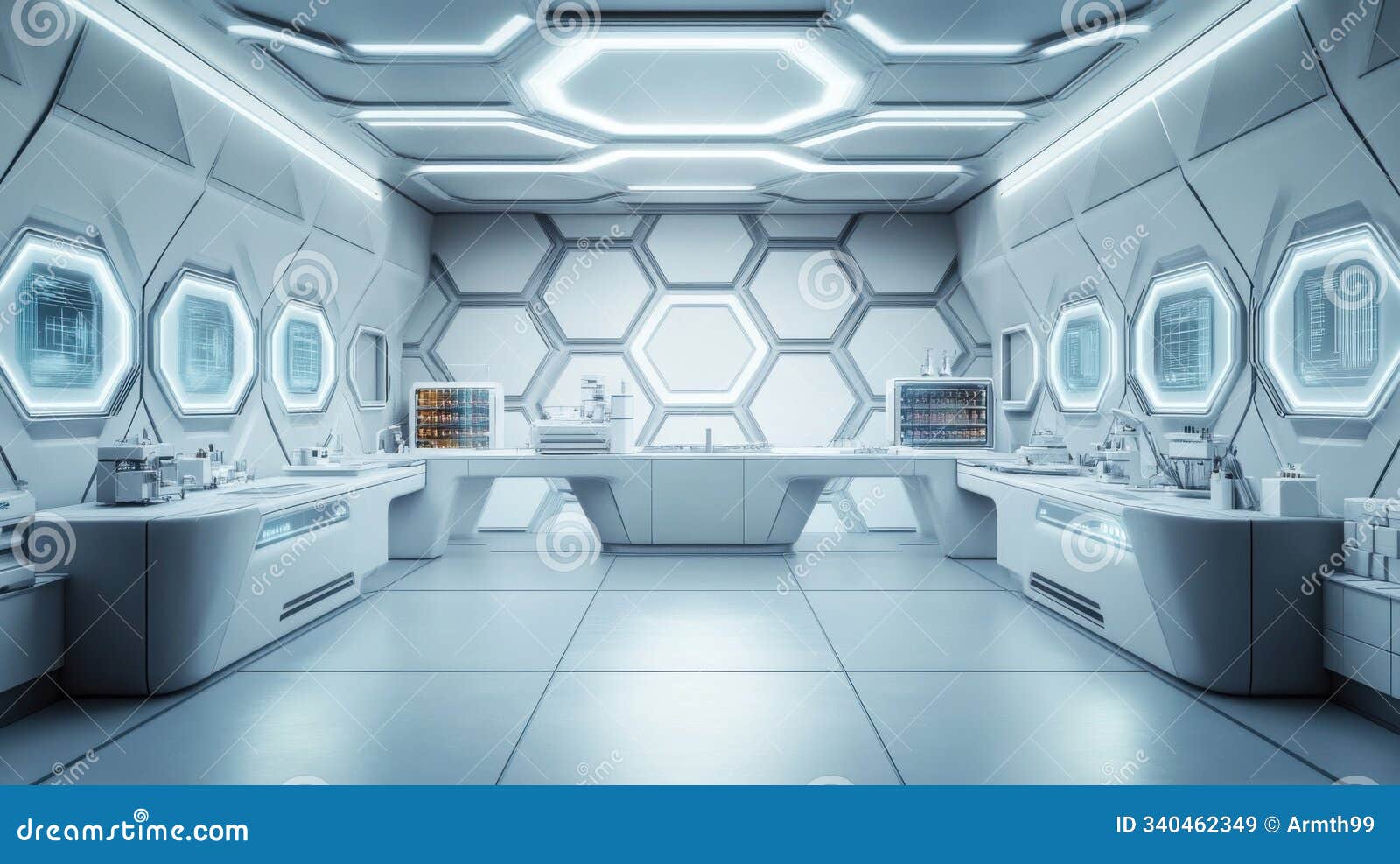 Futuristic Laboratory Interior With Sleek Design And Illuminated ...