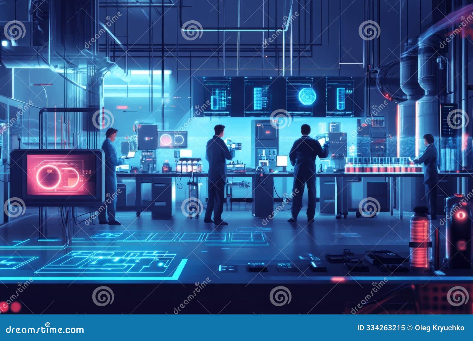Futuristic Laboratory Setting with Scientists Engaged in Advanced ...