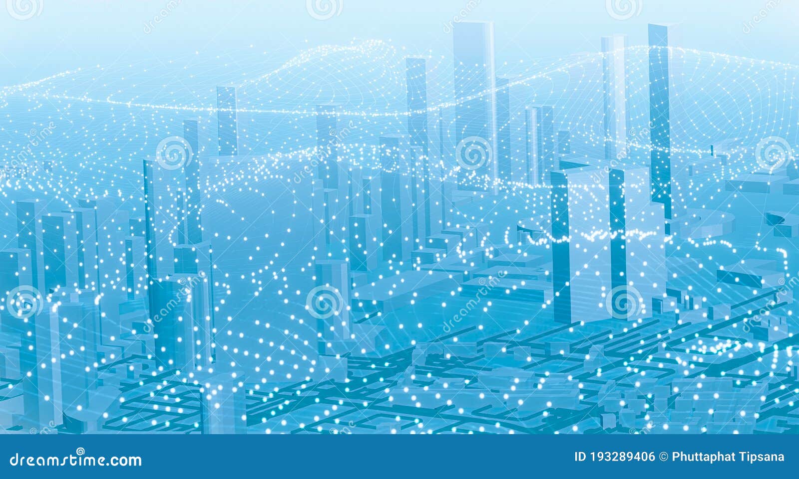 Futuristic Landscape Digital Network Technology White Metropolis and ...